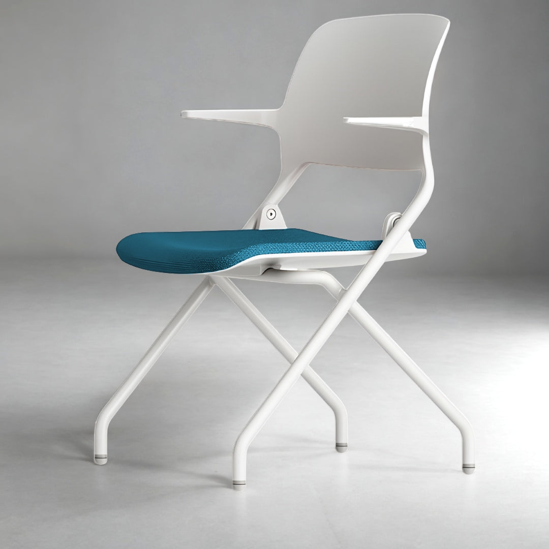 Compact Comfort Foldable Chair - KRDR40 04: White Frame ( Fixed Armrest ...