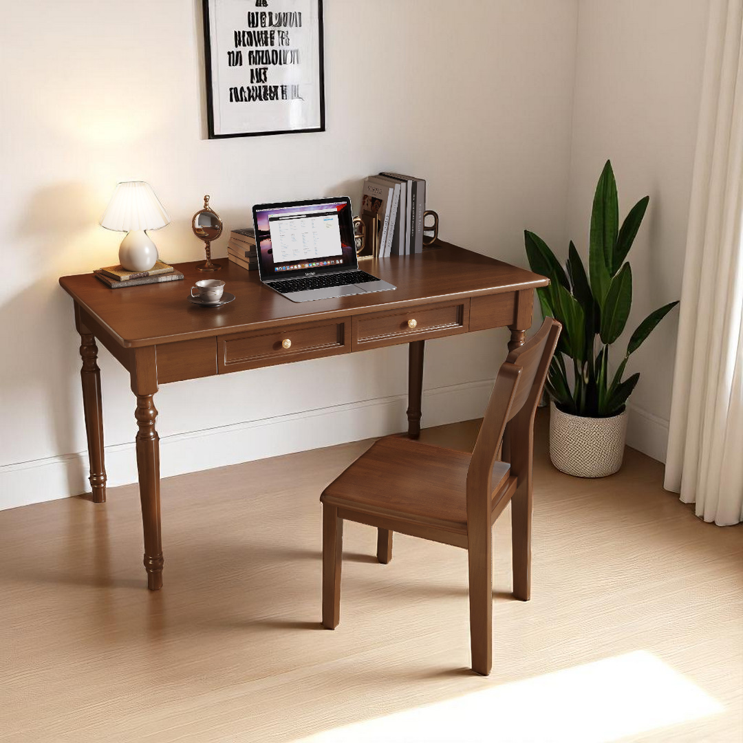 Classic American Style Solid Wood Study Table with Drawers - Mr Nanyang