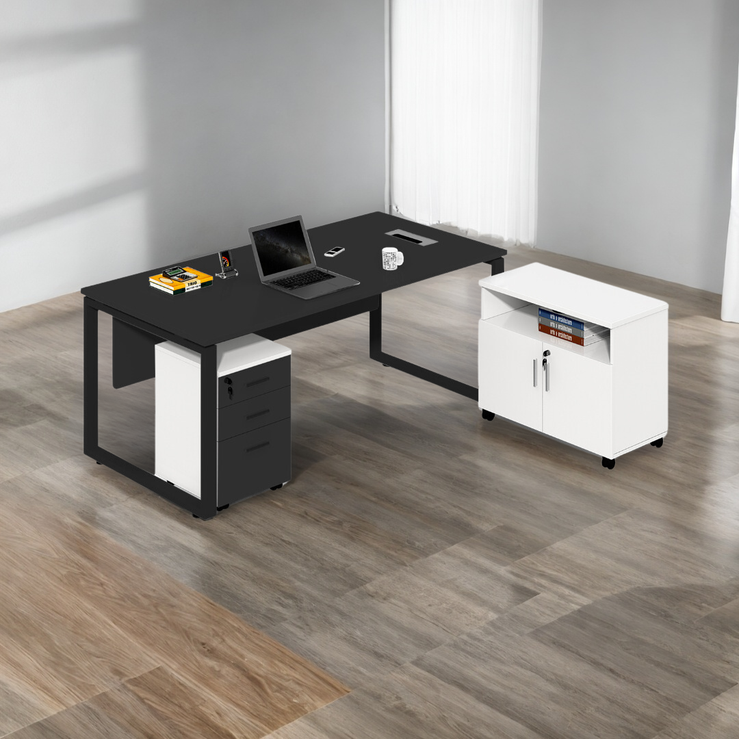 Contemporary Office Table with Side Cabinet - XCF-LY1808LA: 1800W×800D× ...