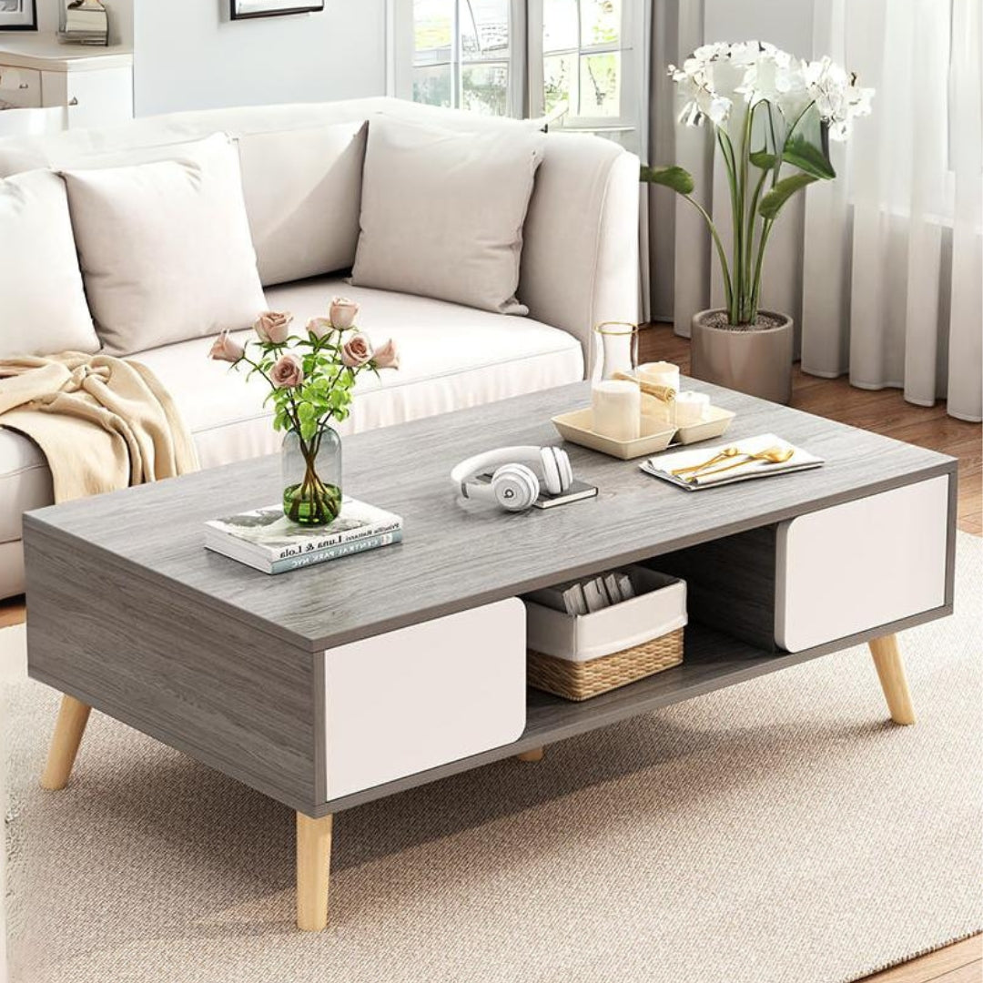 Classic Minimalist Coffee Table - CLT 10: 120cm Morandi Grey ( 4 Door ...