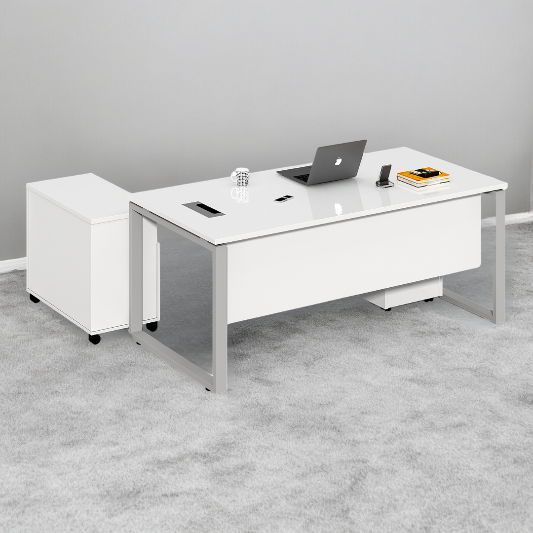 Contemporary Office Table with Side Cabinet - XCF-LY1608LA: 1600W×800D× ...