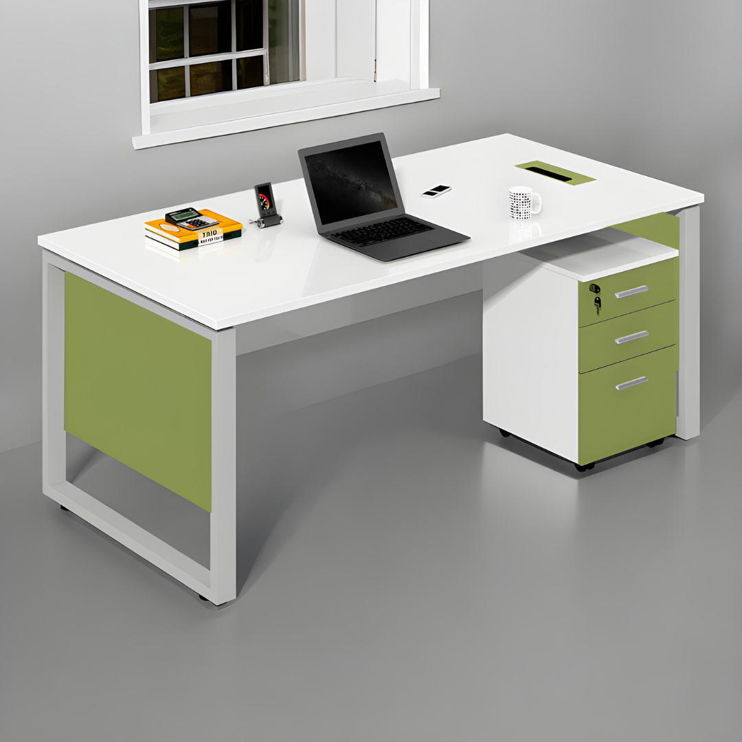 Sleek Study Table with Drawer Pedestal - Mr Nanyang