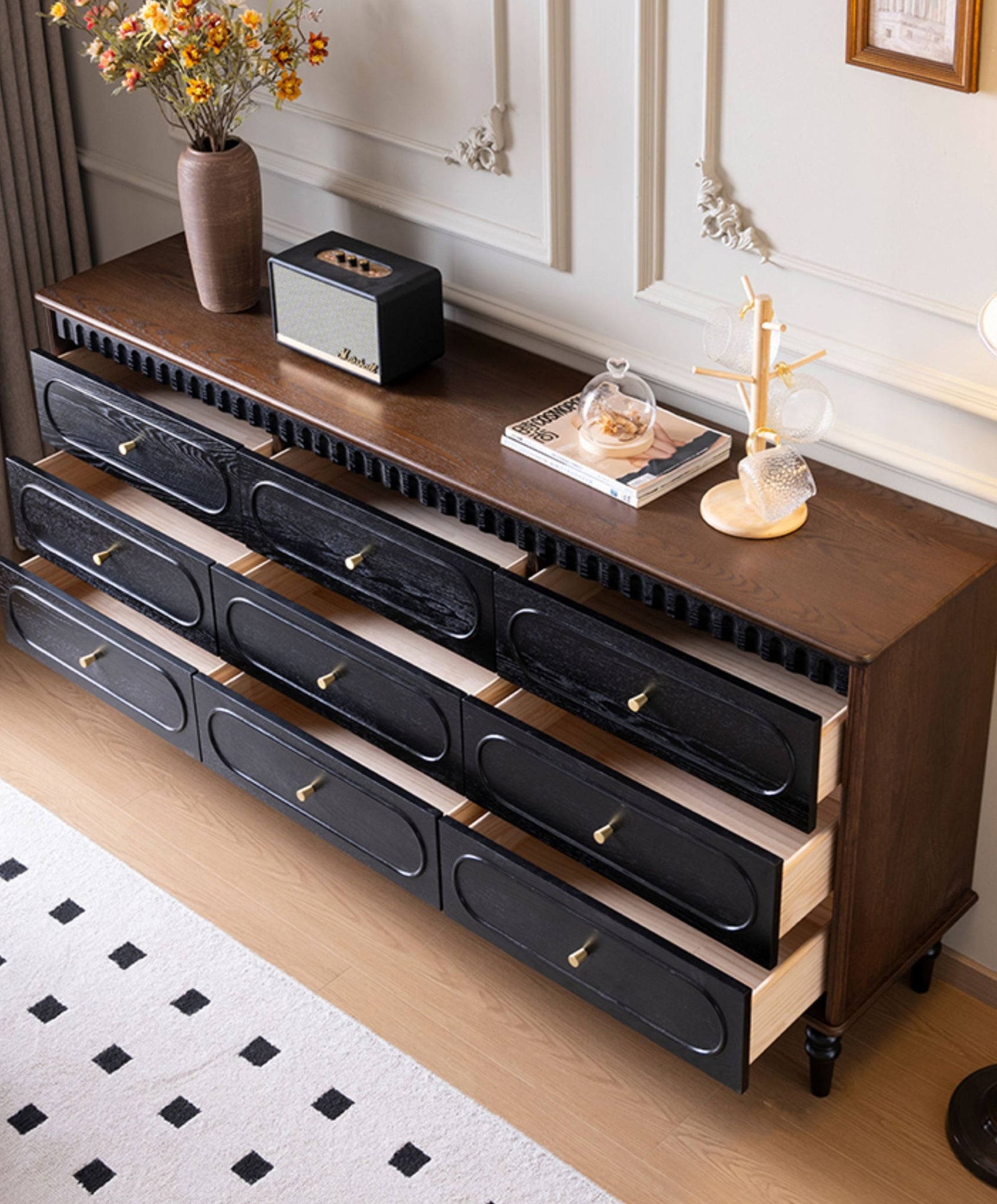 Large Chest of Drawers Singapore – 9-Drawer Solid Wood Storage Credenz ...